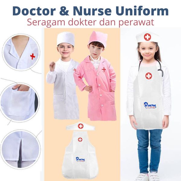 Jual INSTAN Kids Doctor Uniform Clothes Baju Kostum Jas Dokter Anak ...