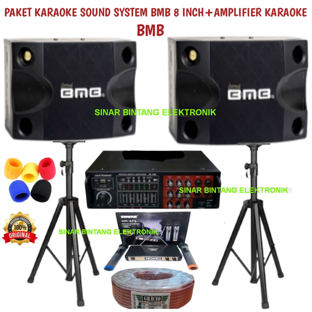 Jual paket karaoke BMB original sound system bluetooth speaker 8 inch original | Shopee Indonesia