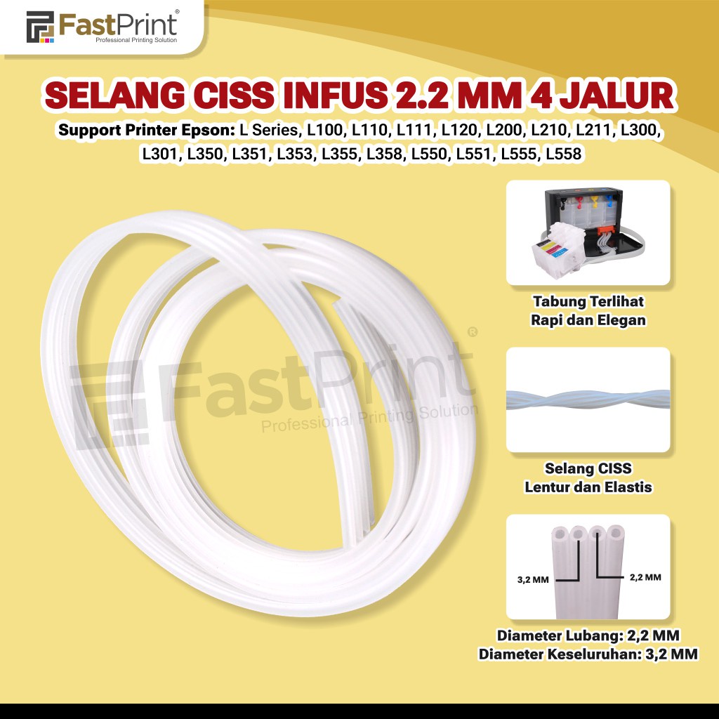 Jual Selang Infus Printer Epson L100 L110 L120 L210 L350 2.2MM 4 Jalur ...