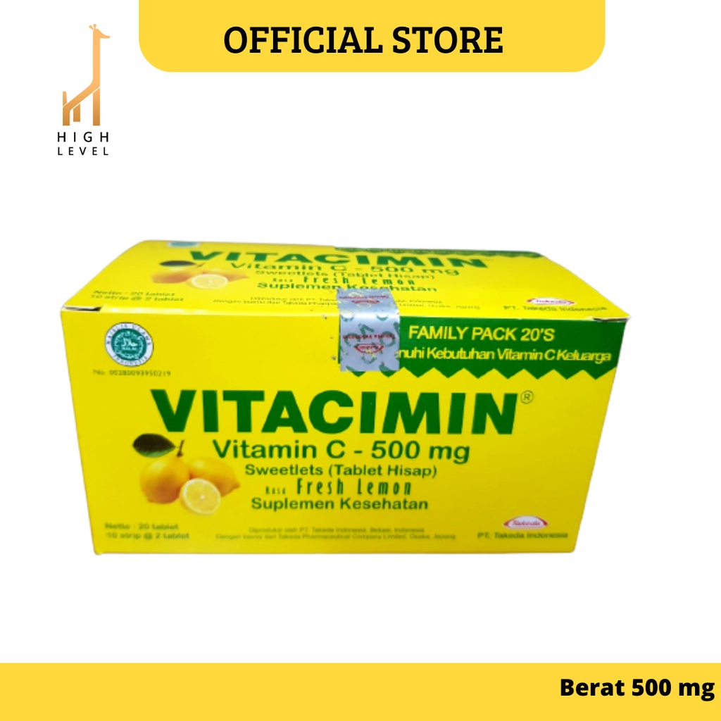 Jual Vitacimin - Vitamin C 500 mg Tablet Hisap (harga 1 Pack isi 2 pcs ...