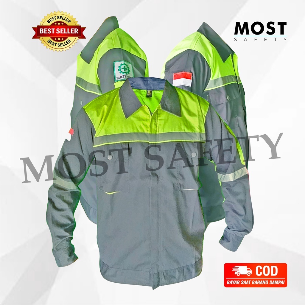 Jual Wearpack Safety Lengan Panjang-Baju K3 Safety-warna Abu kombinasi ...