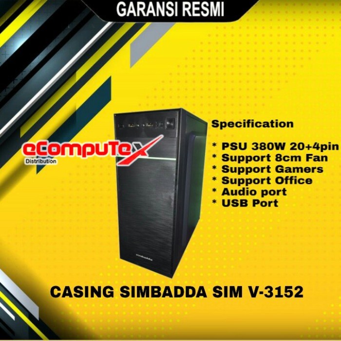 Jual CASING PC KOMPUTER SIMBADDA SIM V3152 / CASE V 3152 PSU 380W - RESMI | Shopee Indonesia