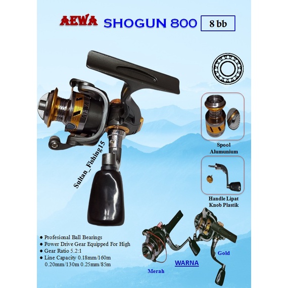 Jual REEL MINI AEWA SHOGUN 800 8 BB ( BELUM ONE WAY) | Shopee Indonesia
