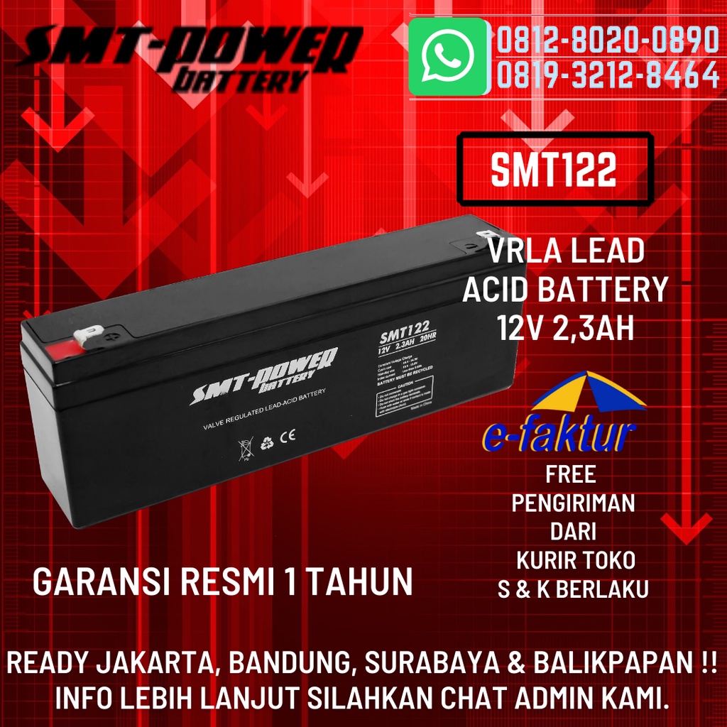 Jual AKI KERING SAMOTO 12V 2,3AH BATERAI SMT POWER 12V TIMBANGAN ...