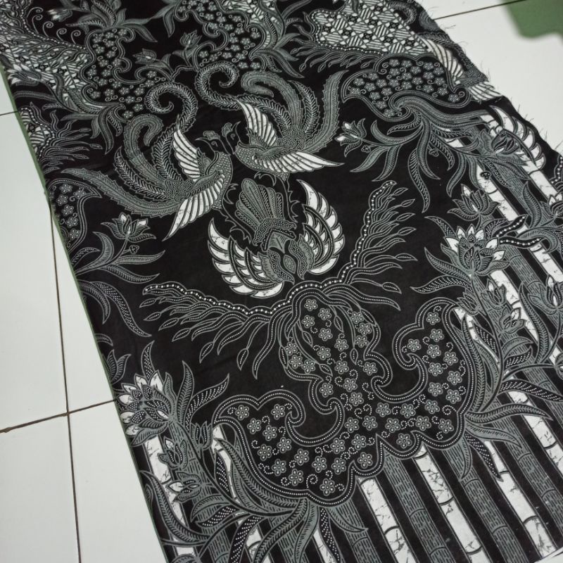 Jual kain batik motif burung kembar bambu bahan seragam batik gelap ...
