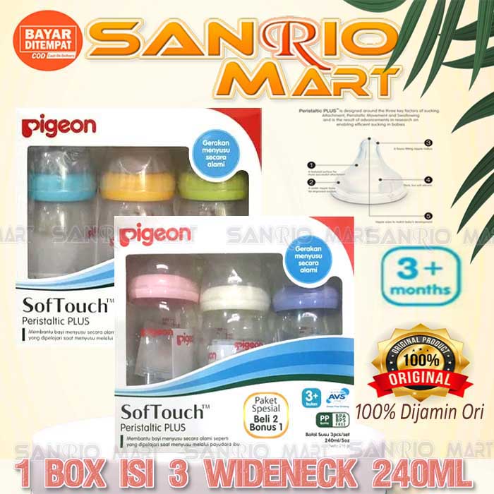 Jual BOTOL WIDE NECK 240ML / PIGEON PERISTALTIC / PIGEON WIDE NECK ...