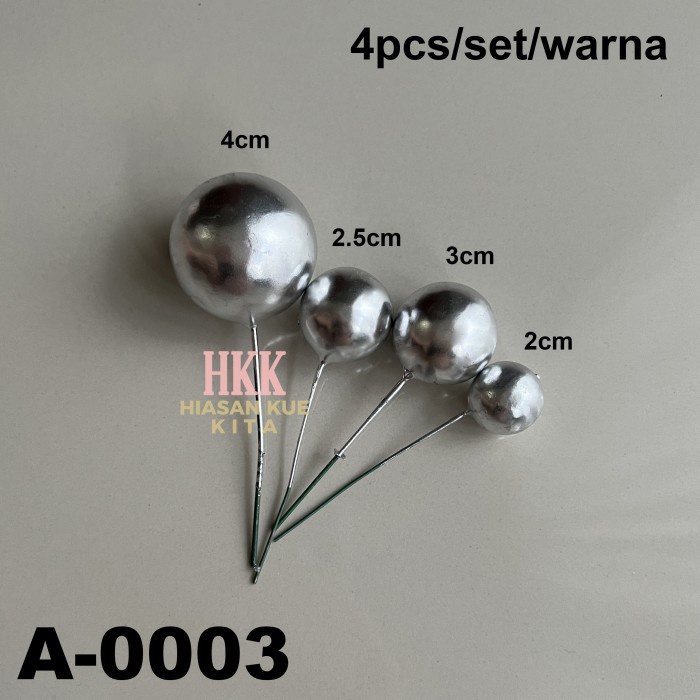 Jual Cake topper hiasan kue bola Silver Emas Perak Biru Pink Putih ...