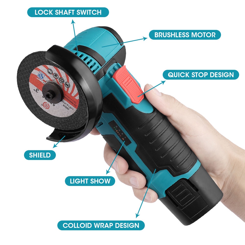 Jual Gerinda Mini Anglel Grinder Cordless Brushless 12v tanpa arang ...