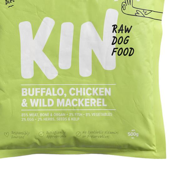 Jual KIN DOG FOOD Buffalo, Chicken & Wild Mackeral 500g | Shopee Indonesia