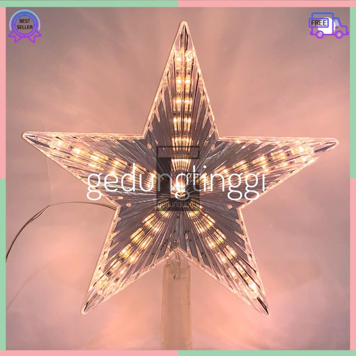 Jual T0P LAMPU DEKORASI TOP PUCUK BINTANG POHON NATAL LED RGB MERAH ...