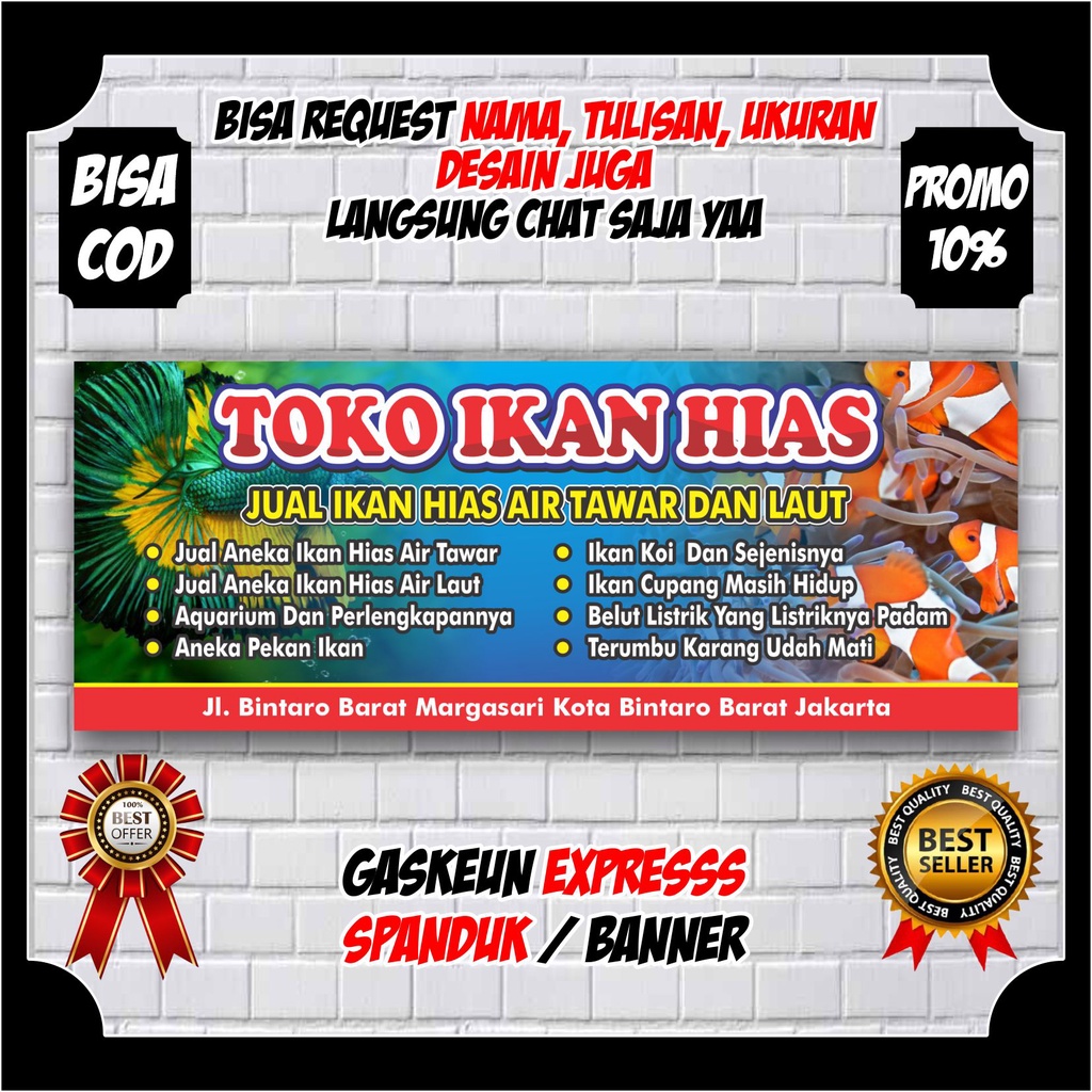 Jual Spanduk Banner Toko Jual Ikan Hias / Banner Toko Usaha Jual Macam ...