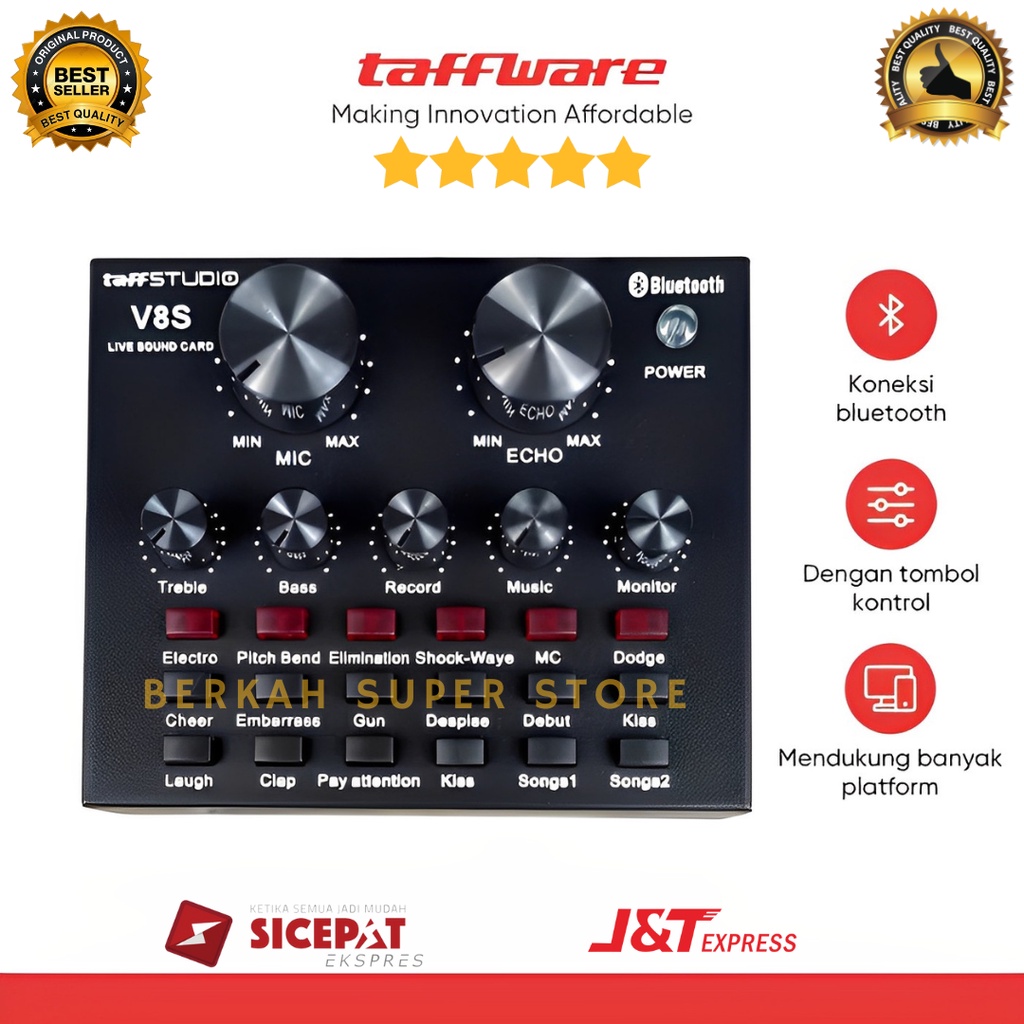 Jual TaffSTUDIO Bluetooth Audio USB External Soundcard Broadcast Mic - V8S | Shopee Indonesia