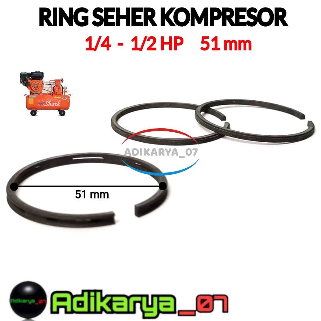 Jual Ring Piston Ring Seher Kompresor Angin 1/4 - 1/2 Hp 51mm | Shopee ...