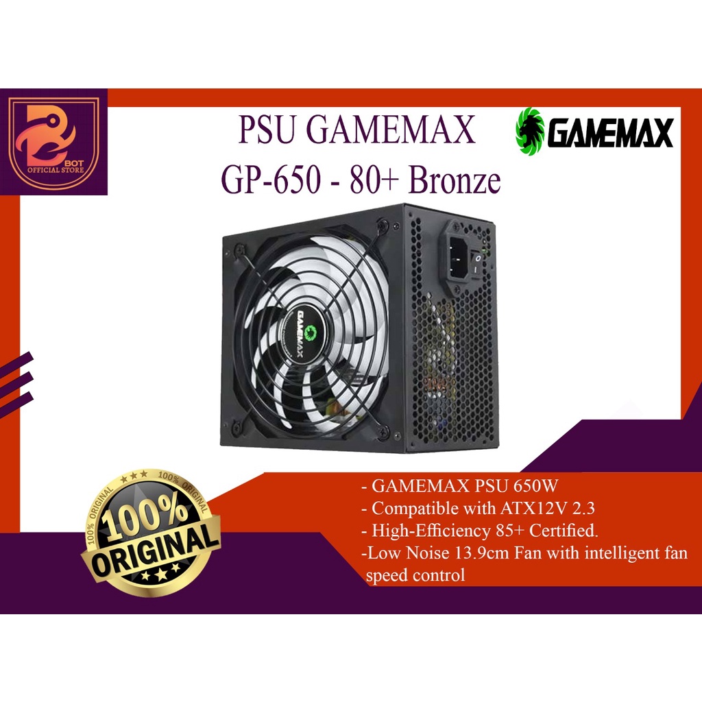 Jual GAMEMAX PSU 650W GP-650 80+ Bronze Original Garansi Resmi | Shopee ...