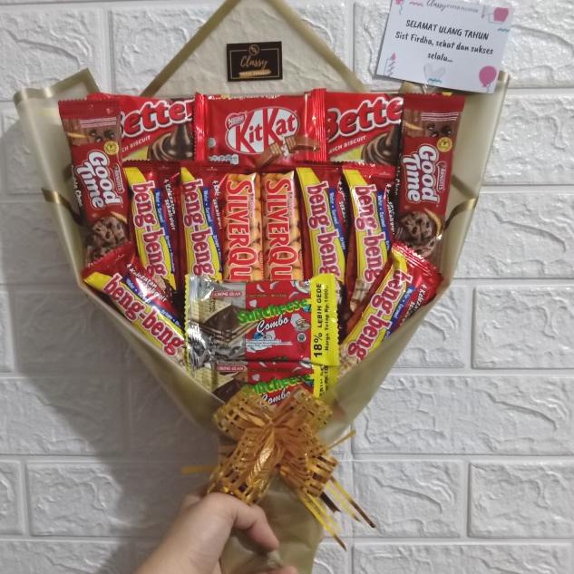 Jual Snack Bouquet Premium Wrap / Bucket Buket Bunga snack jajan coklat ...