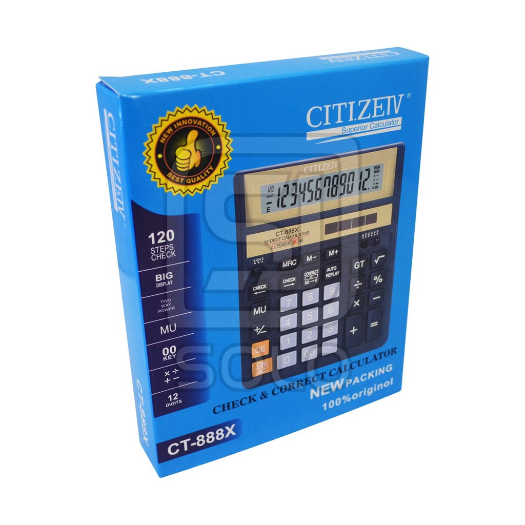 Jual Kalkulator 12 Digit Calculator Citizeiv CT-888X Calkulator Check ...