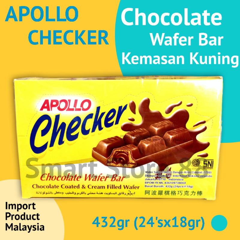 Jual APOLLO CHECKER CHOCOLATE WAFER BAR ISI 24 KEMASAN KUNING | Shopee ...