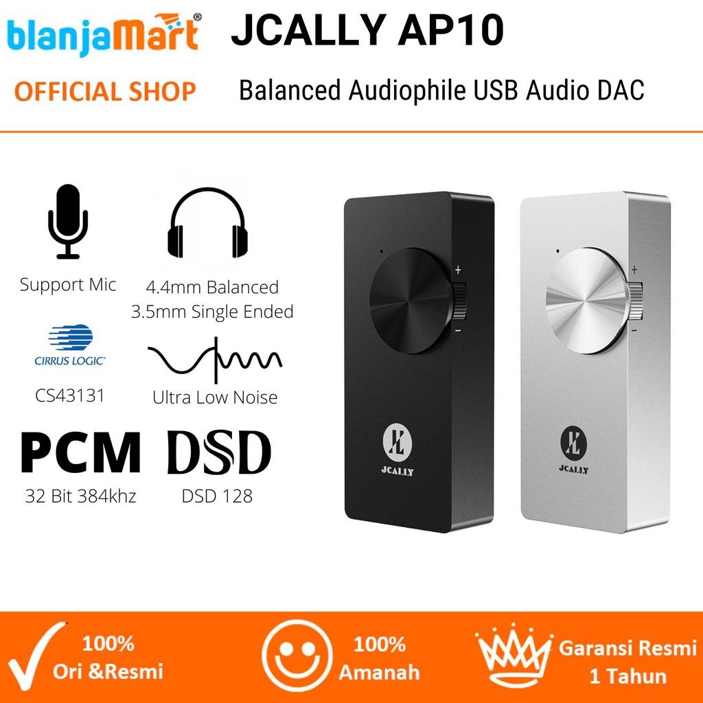 Jual JCALLY AP10 Dual CS43131 Portable Audiophile USB Audio DAC AMP ...