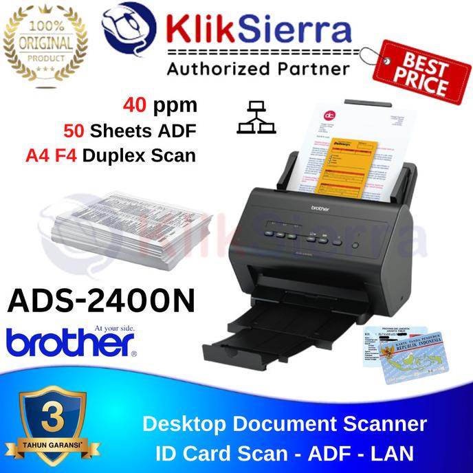 Jual BROTHER Scanner ADS-2400N Speed 40ppm with ADF + Network ADS2400N ...