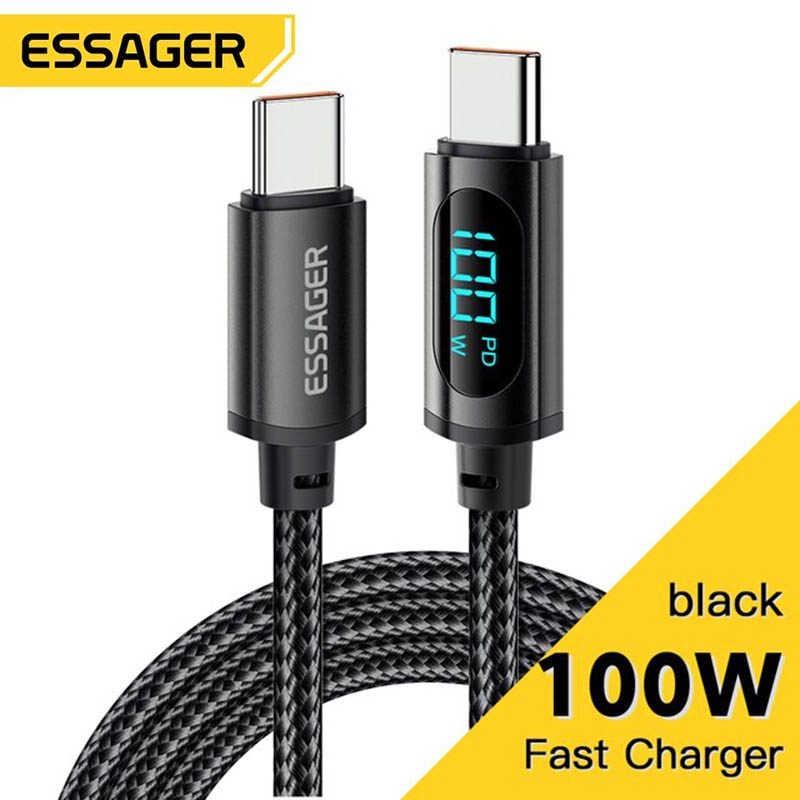 Jual Essager EX-XY01 LED Type-C to C Cable 100cm 100w - Quick Fast Charge Charging PD Power ...