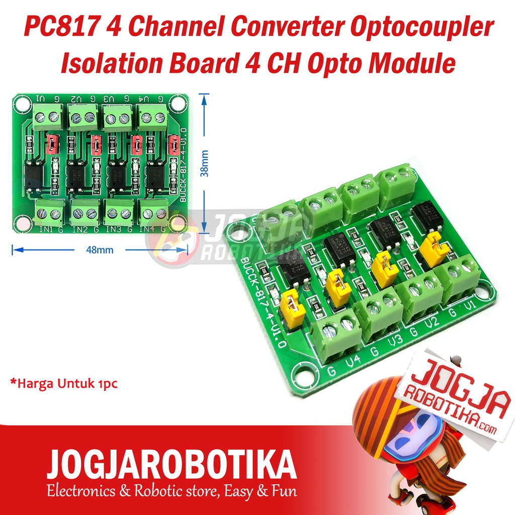 Jual PC817 4 Channel Converter Optocoupler Isolation Board 4 CH Opto ...