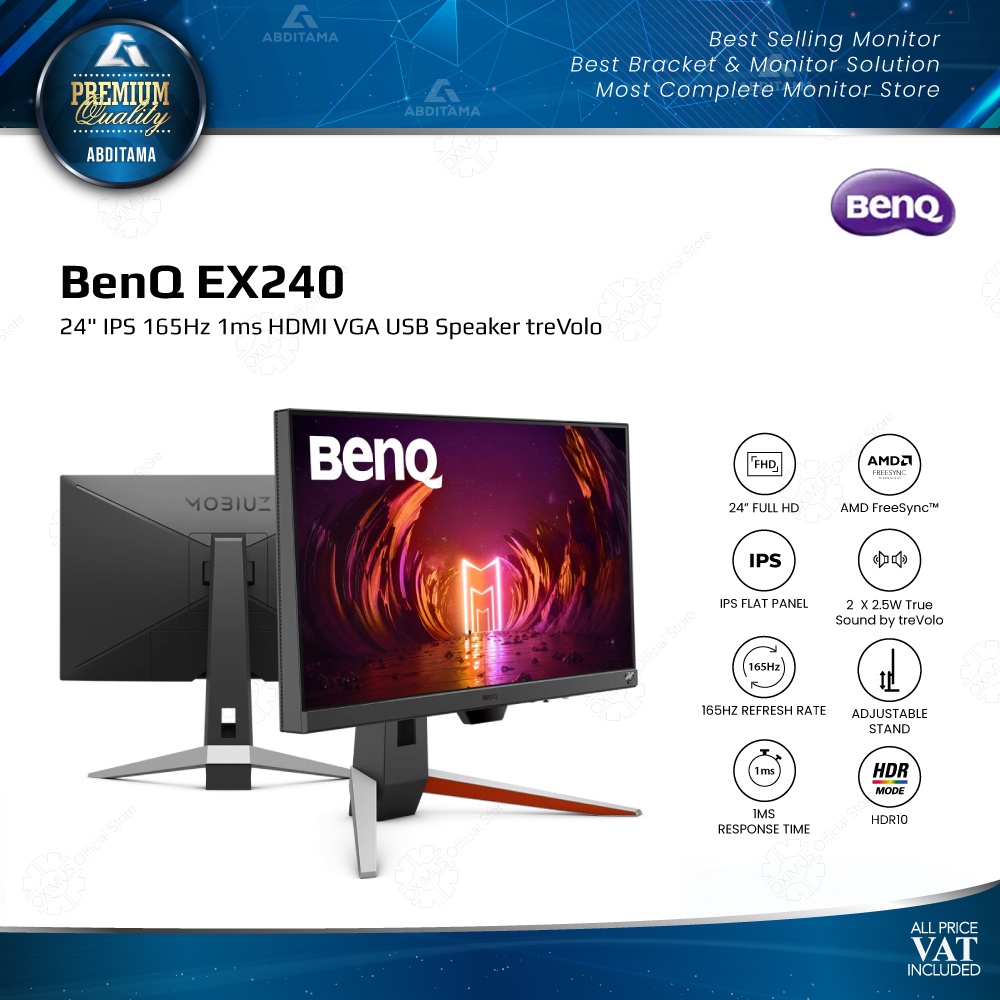 Jual Monitor LED BENQ EX240 24" IPS 165Hz 1ms HDMI VGA USB Speaker ...