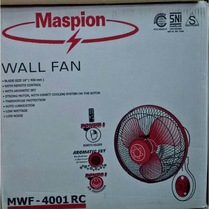 Jual KIPAS ANGIN DINDING 16 INCH MASPION MWF-4001 RC DENGAN REMOTE ...