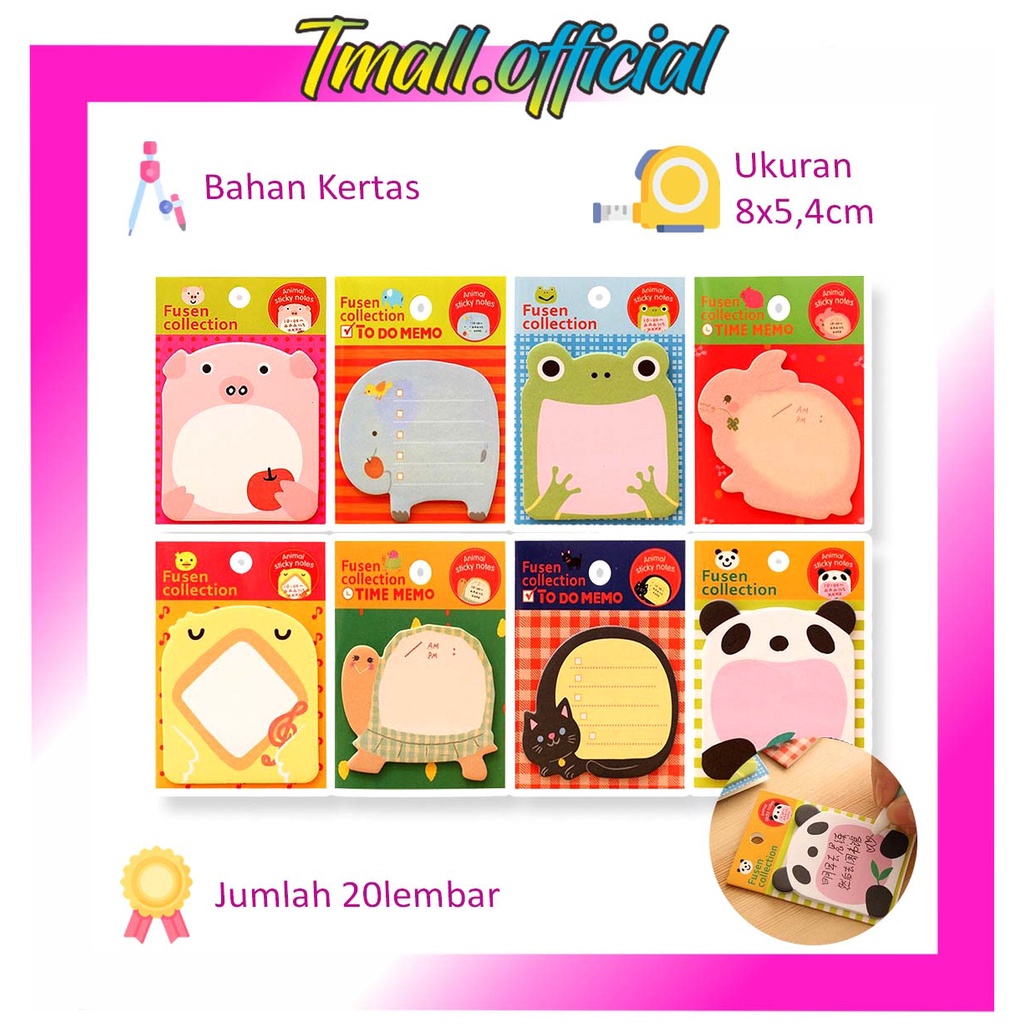 Jual TMALL R457 Sticky Note Animal / Kertas Memo Binatang | Shopee ...