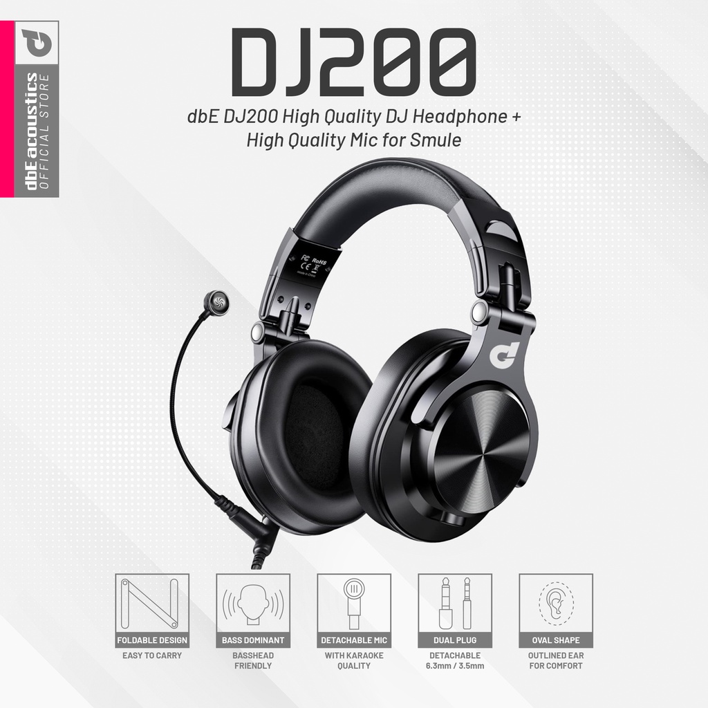 Jual dbE DJ200 High Quality DJ Headphone + High Quality Mic for Smule ...