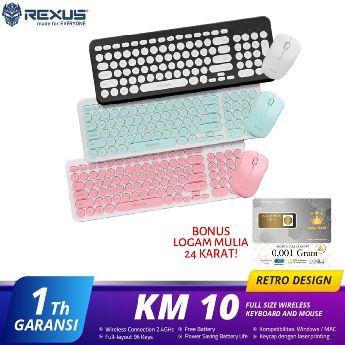 Jual Rexus KM10 / KM 10 Keyboard Mouse WIreless Combo | Shopee Indonesia