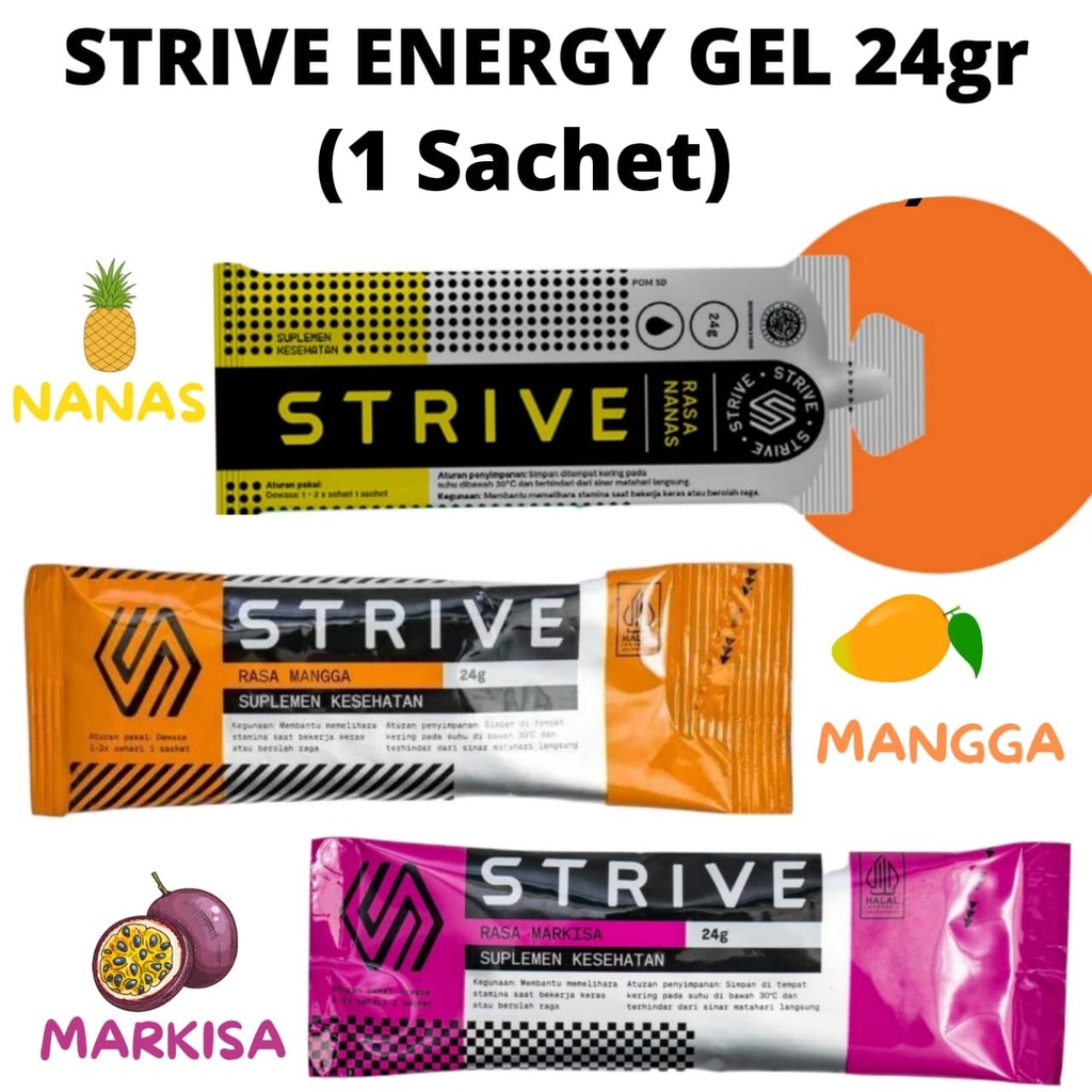 Jual STRIVE ENERGY GEL 24g suplemen tenaga lari sepeda triathlon GU ...
