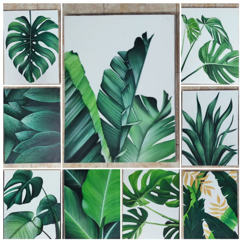 Jual Hiasan dinding - lukisan daun tropis cantik | Shopee Indonesia