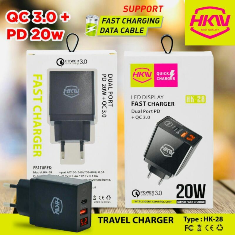 Jual ADAPTOR HKW PD HK-28 20W FAST CHARGING GOOD QUALITY | Shopee Indonesia