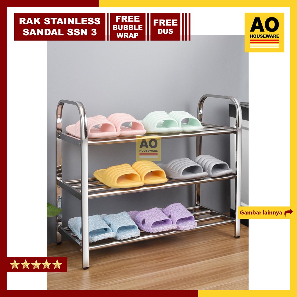 Jual Rak Sepatu / Sandal Stainless Steel Kuat Susun 3, 4 dan 5 Kotak ...