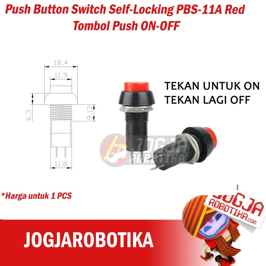 Jual Push Button Switch Self-Locking PBS-11A PB-305A Red/Green/Merah/Hijau Tombol Push ON-OFF ...
