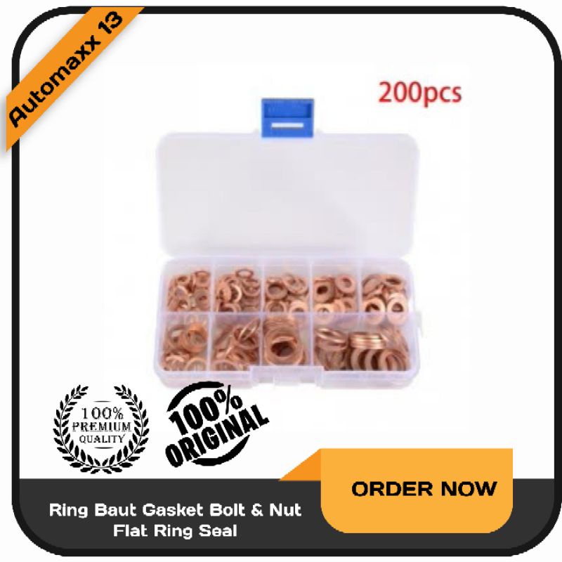 Jual Ring Baut Gasket Bolt Nut Flat Ring Seal Golden 200 Pcs | Shopee ...