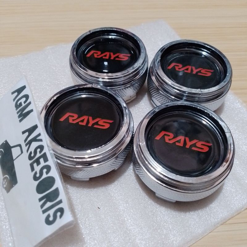 Jual Dop Roda Tutup velg Racing RAYS Merah Chrome Tabung 6cm Harga Set ...