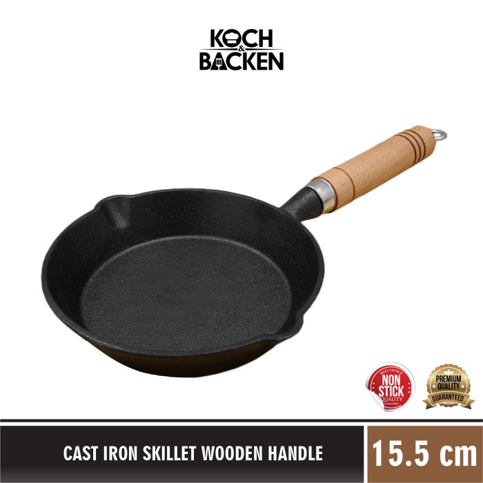 Jual Koch&Backen Cast Iron Skillet 15.5Cm Gagang Kayu - Wajan Anti ...