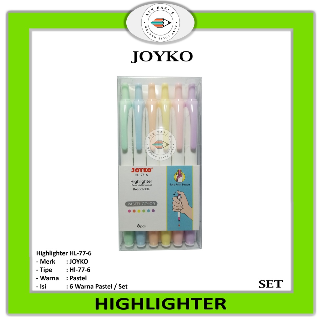 Jual JOYKO - Highlighter HL- 77- 6 - Penanda Warna -Warni - Set ...