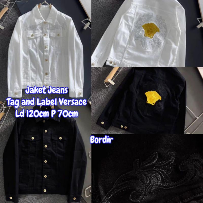 Jual Jacket Jeans Premium Tag Label Versac | Shopee Indonesia