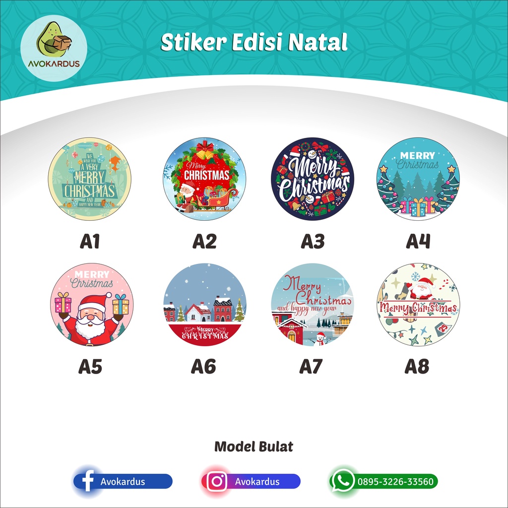 Jual Cetak Stiker Edisi Natal Bulat Sticker Bahan Mirror / Vinyl Ukuran ...