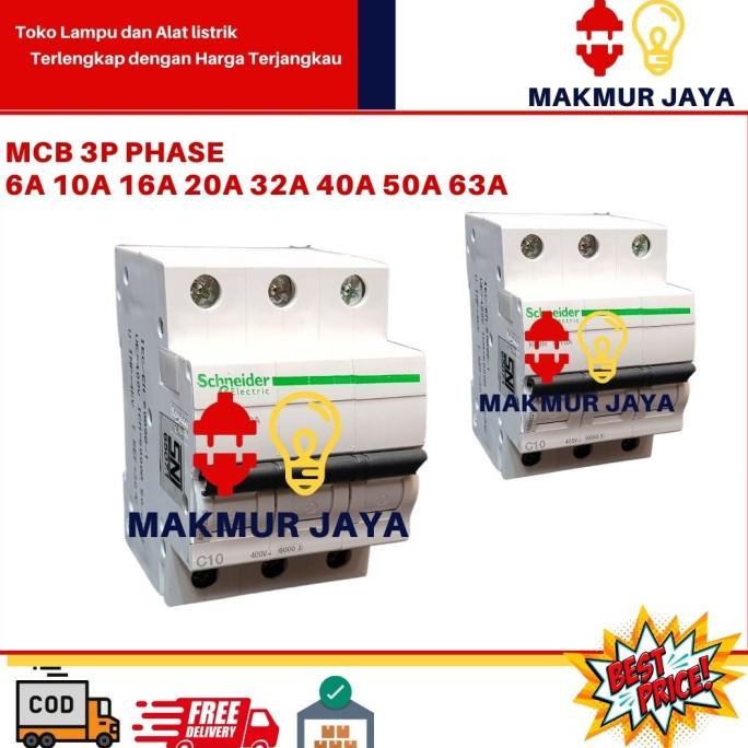 Jual mcb 3 phase 10A 16A 20A 32A 63A schneider / mcb 3p 10A16A 20A 32A 63A | Shopee Indonesia