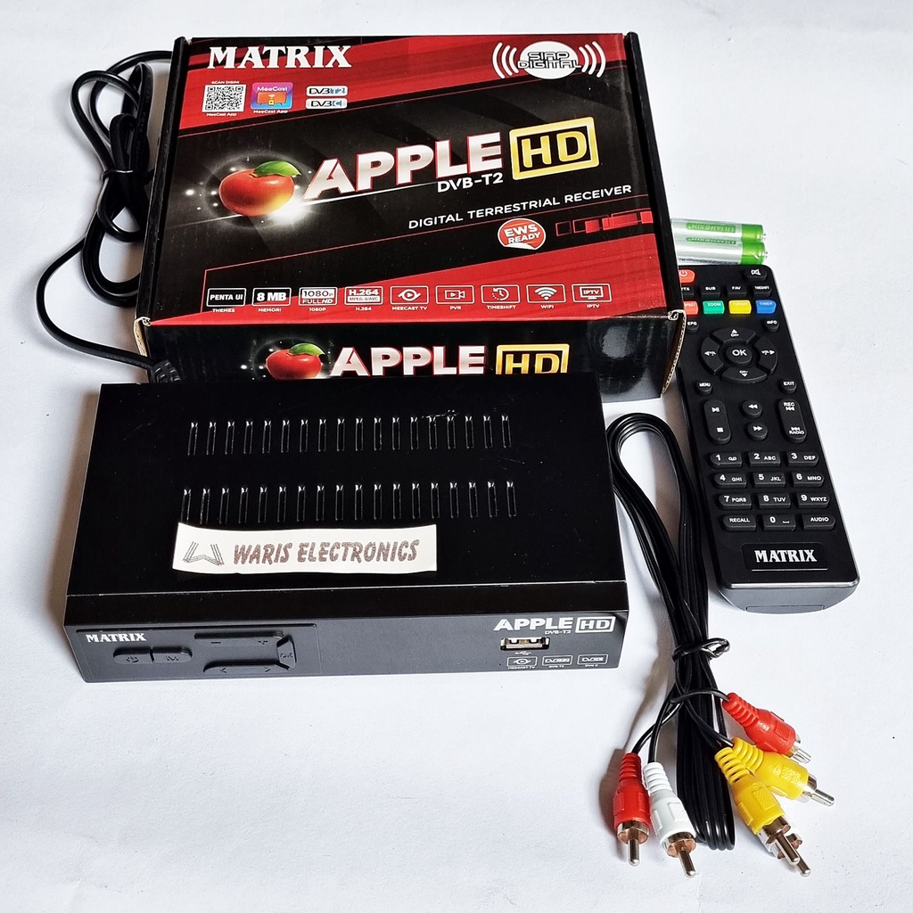 Jual Set Top Box STB Matrix Apple HD DVB-T2 Matrix Merah Antena TV Digital | Shopee Indonesia