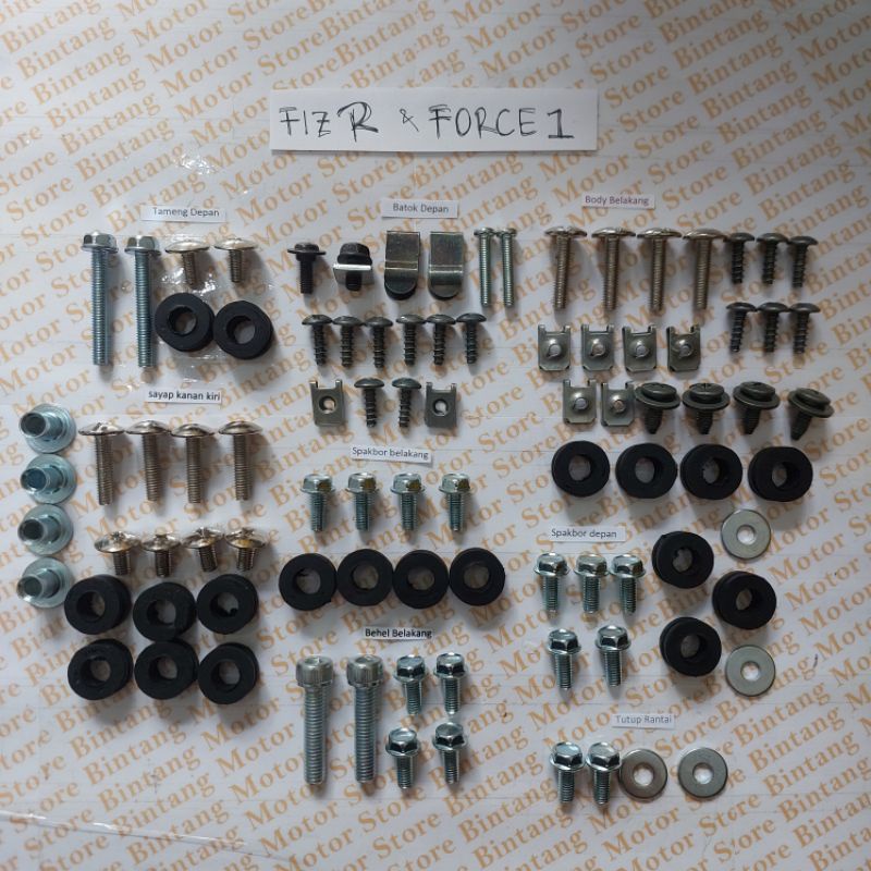 Jual Baut Full Set Baut Full Body Motor Yahama Fiz R dan FORCE 1 ...