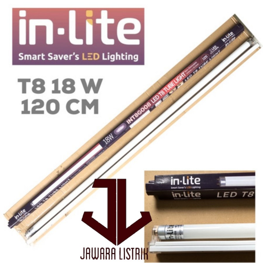 Jual IN-LITE LAMPU TL LED T8 INLITE 18W 18 W WATT 1200MM KOMPLIT + KAP | Shopee Indonesia