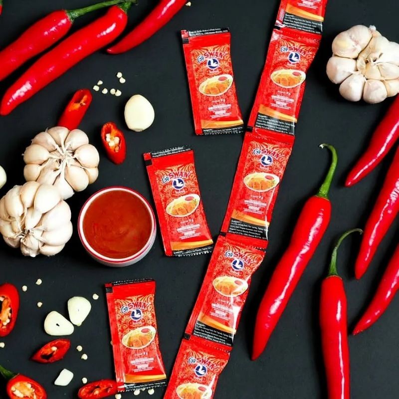 Jual Saos Extra Pedas sachet Cap Swan 1 pack isi 24 pcs | Shopee Indonesia