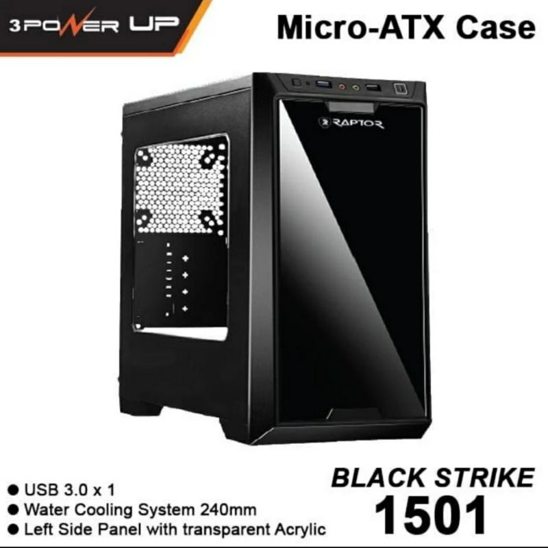 Jual Casing PC / Komputer Gaming Power Up Raptor Black Strike 1501 ...