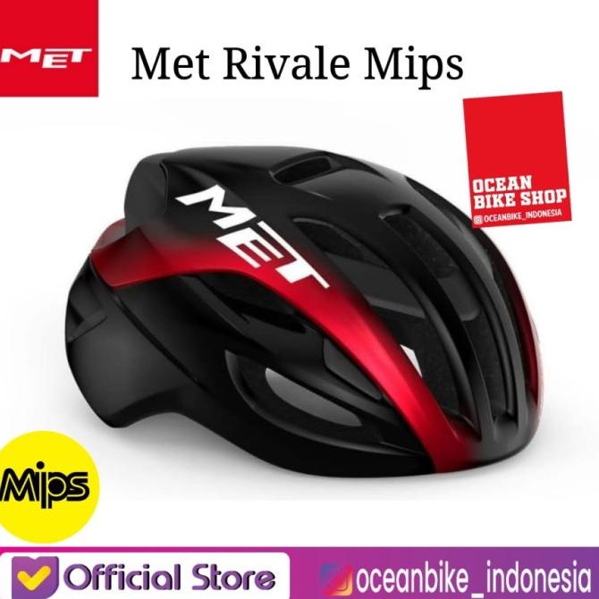 Jual Helm Sepeda Original Met Rivale Mips 2021 New Black Red Shopee