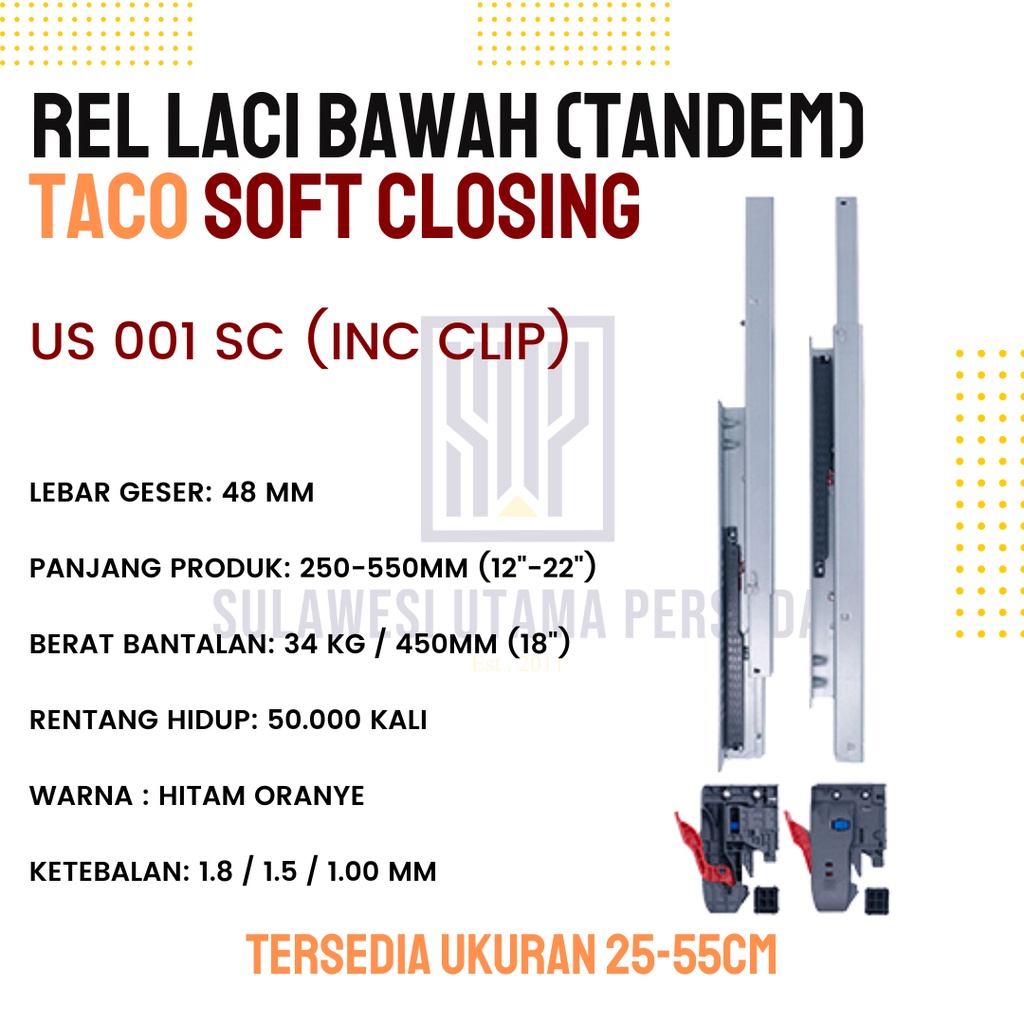 Jual REL LACI TANDEM TACO SOFT CLOSE SATU PAKET DENGAN CLIP TERSEDIA ...