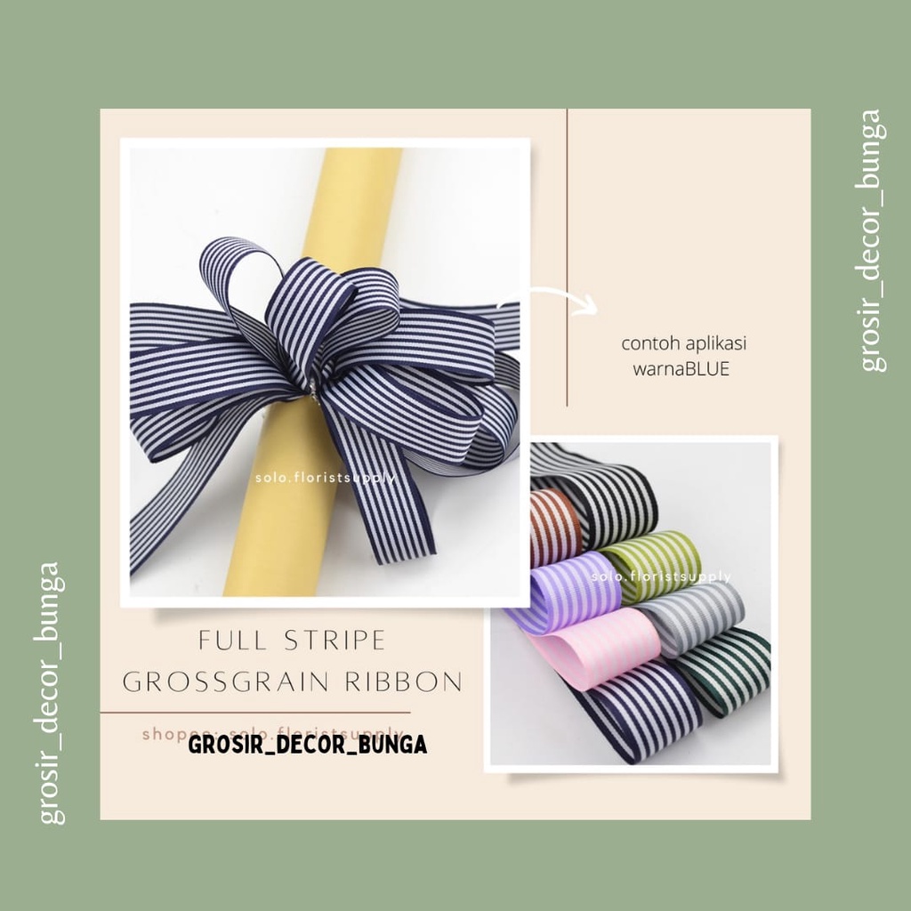 Jual [SW] 1M PITA GROSSGRAIN FULL STRIPE KOREAN RIBBON MOTIF GARIS ...